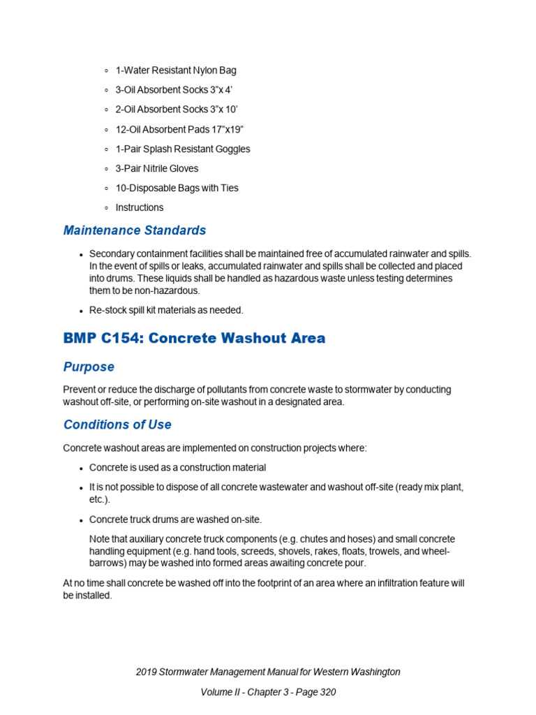 Concrete Washout BMP | Download Free PDF | Concrete | Storm Drain