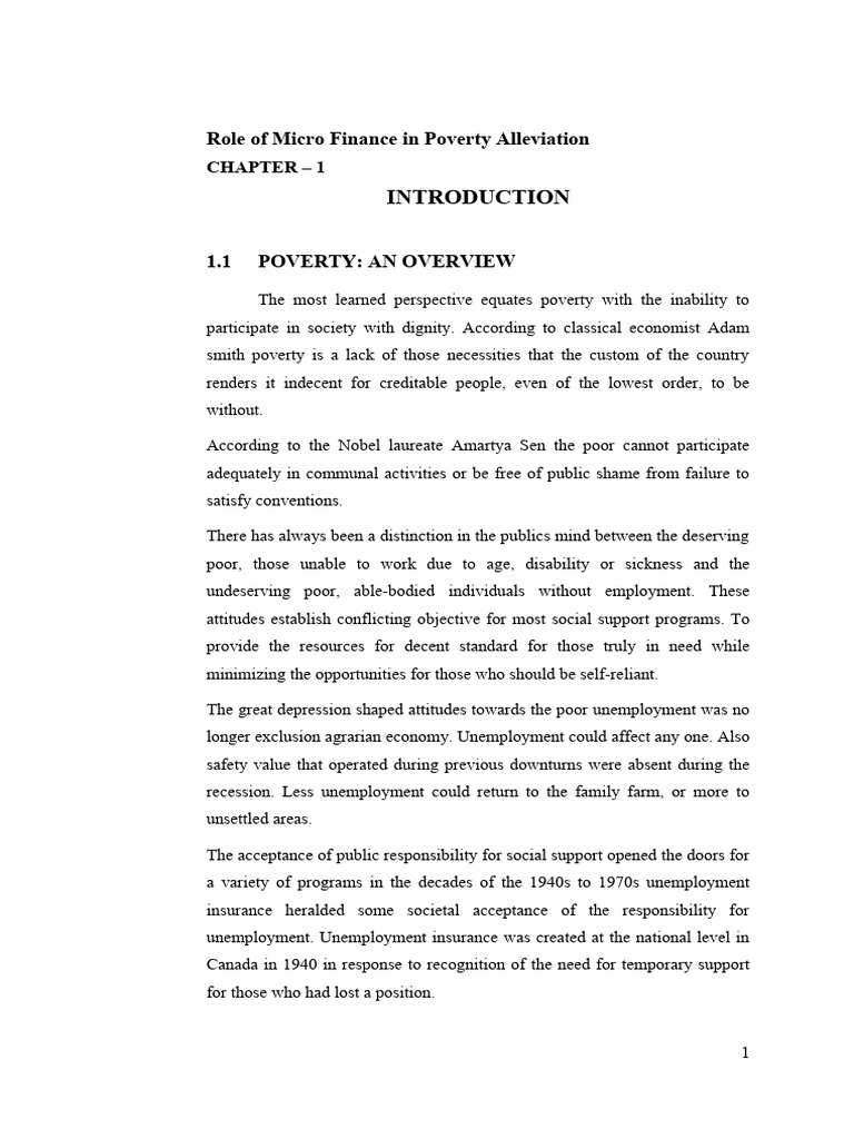 Role of Micro Finance in Poverty Alleviation | PDF | Microfinance | Poverty