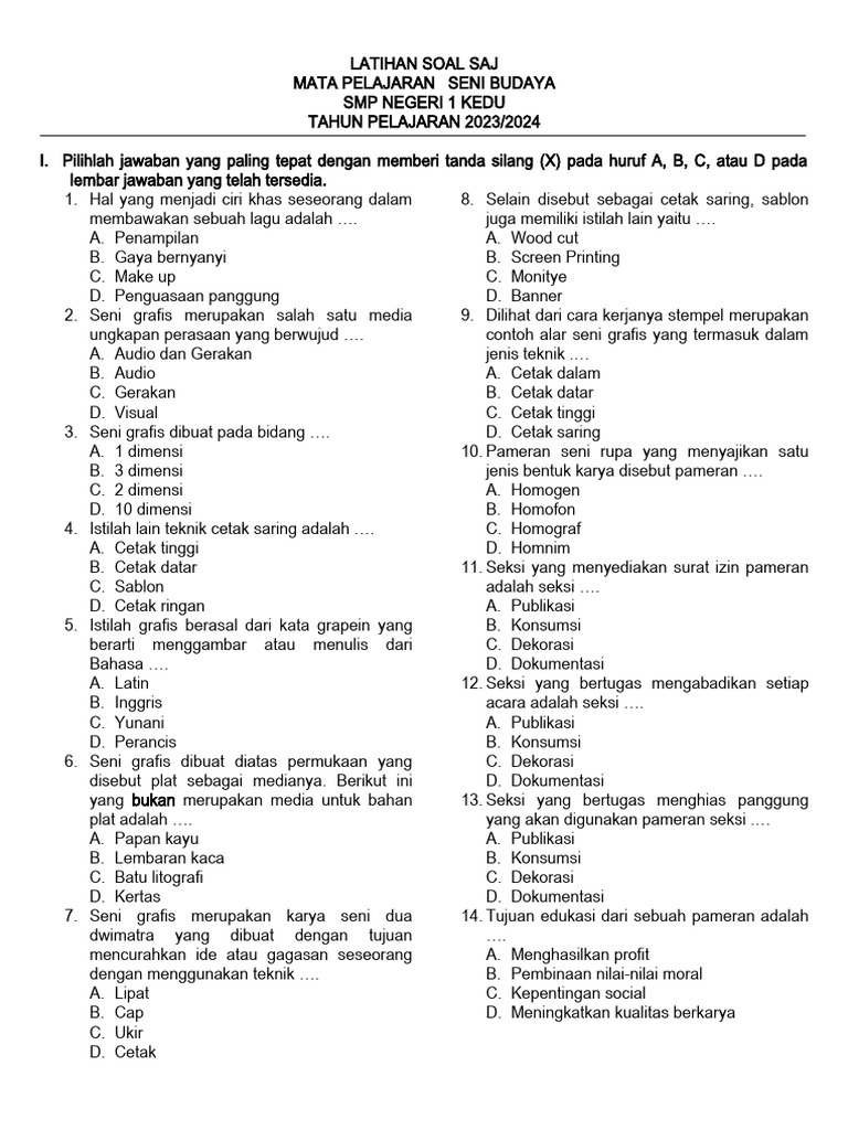 Latihan Saj 2024 | PDF