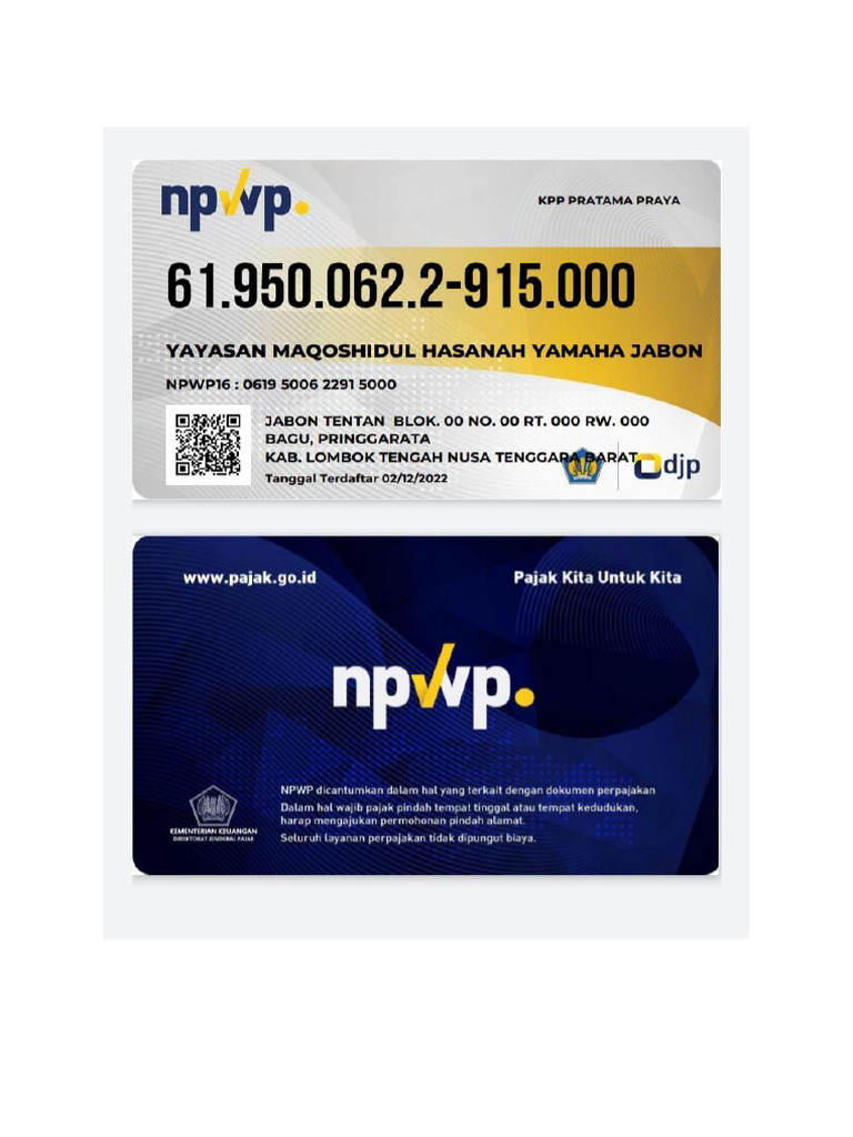 NPWP Yayasan | PDF