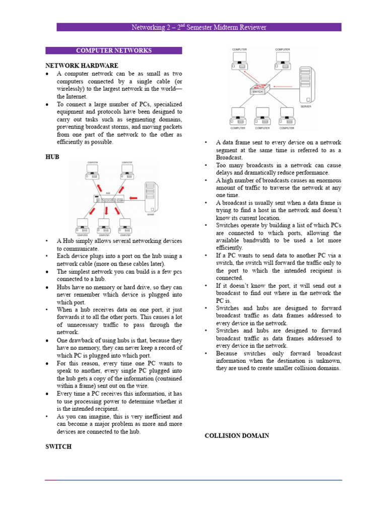 Itnet - Midterm Reviewer | PDF | Computer Network | Network Switch