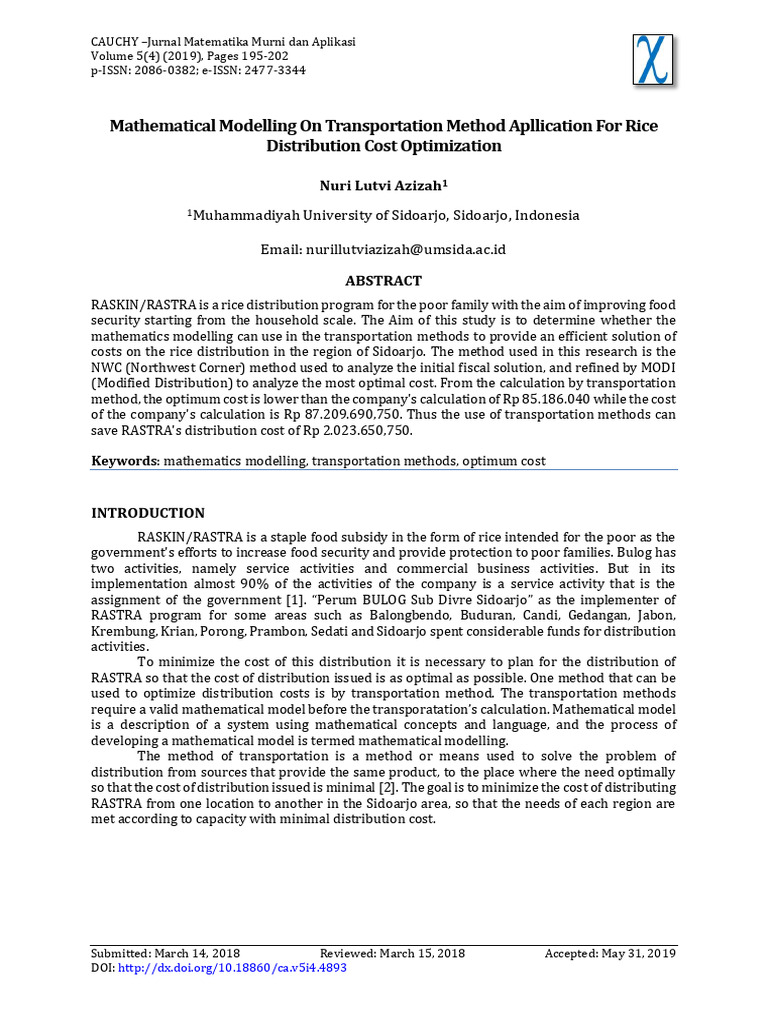 Mathematical Modelling On Transportation Method AP | PDF | Mathematical Optimization ...