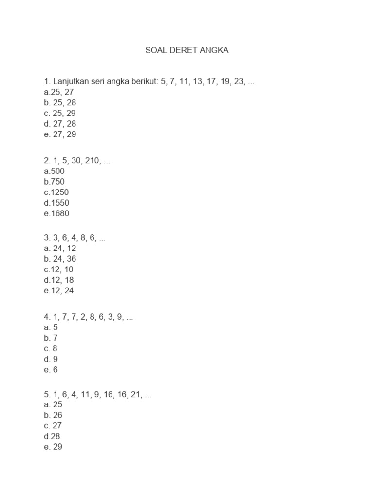 Soal Deret Angka | PDF
