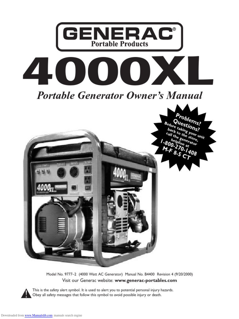 Generac 4000XL Generator Manual | PDF | Alternating Current | Gasoline