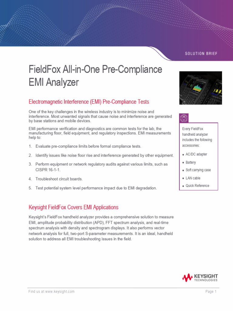 FieldFox All in One Pre Compliance EMI Analyzer | PDF | Electromagnetic ...