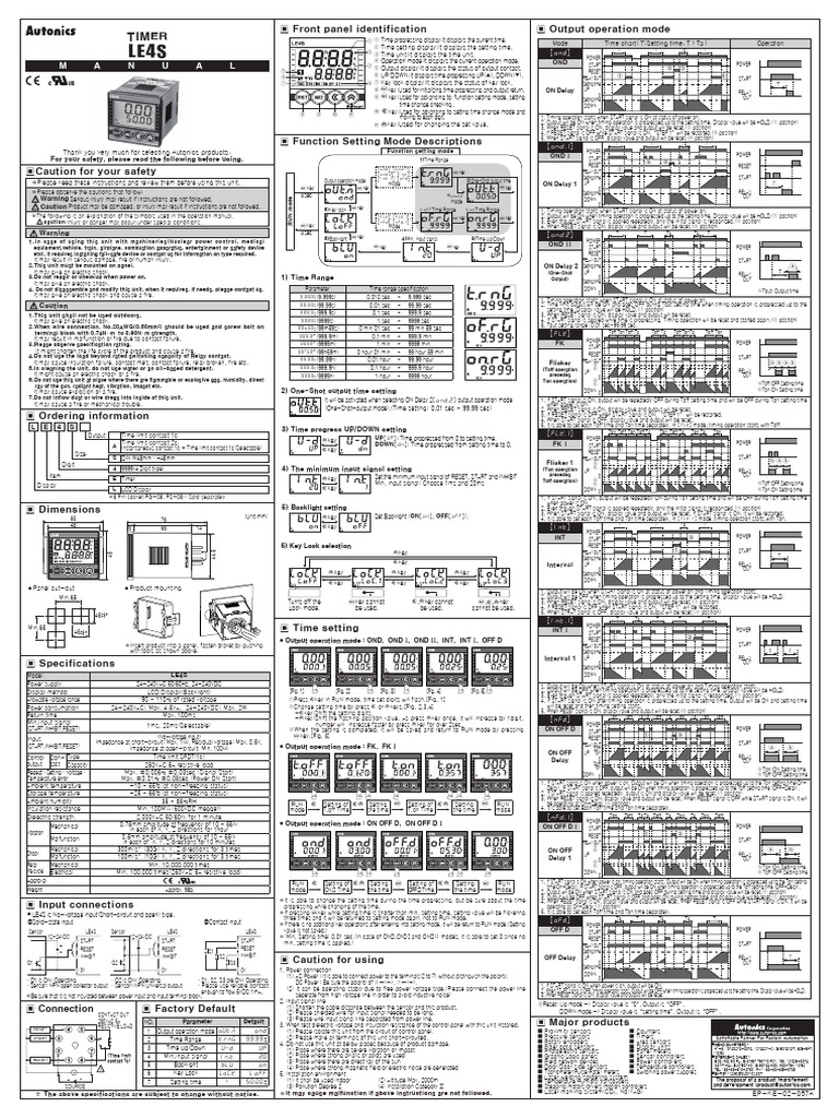 Autonics LE4S Manual | Download Free PDF | Relay | Electricity