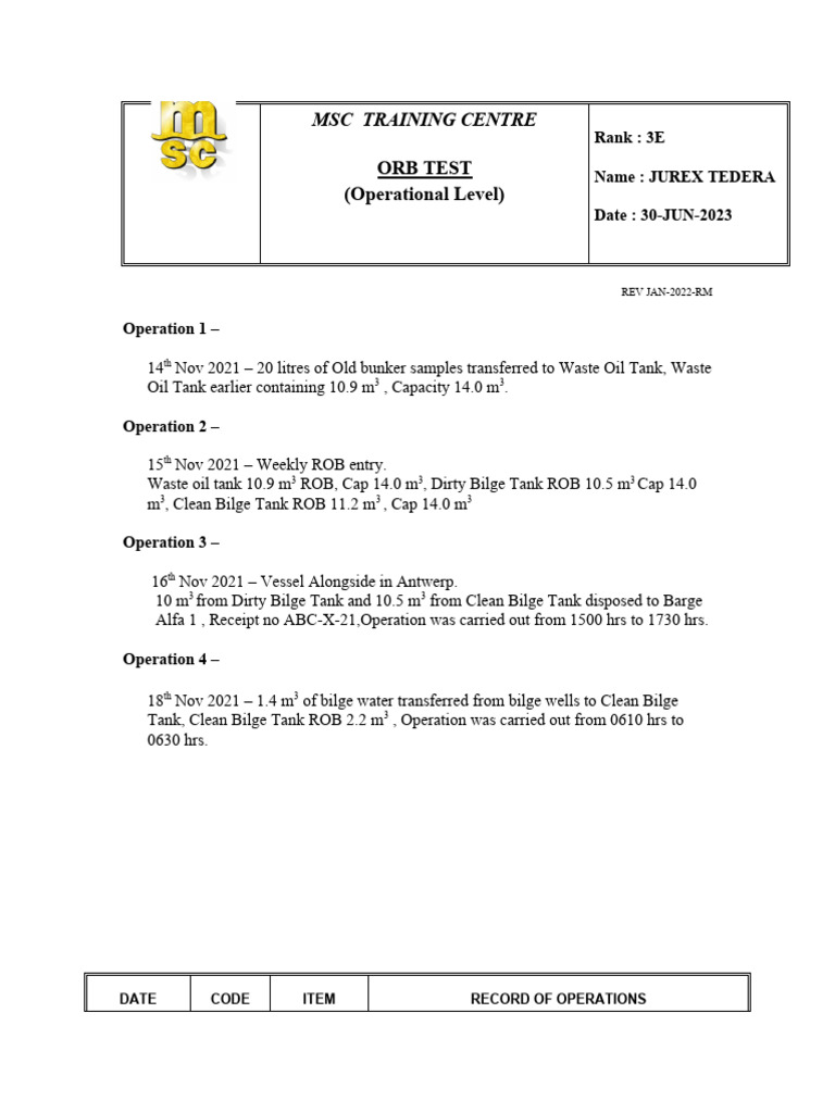 ORB Test Operational - Questions | PDF