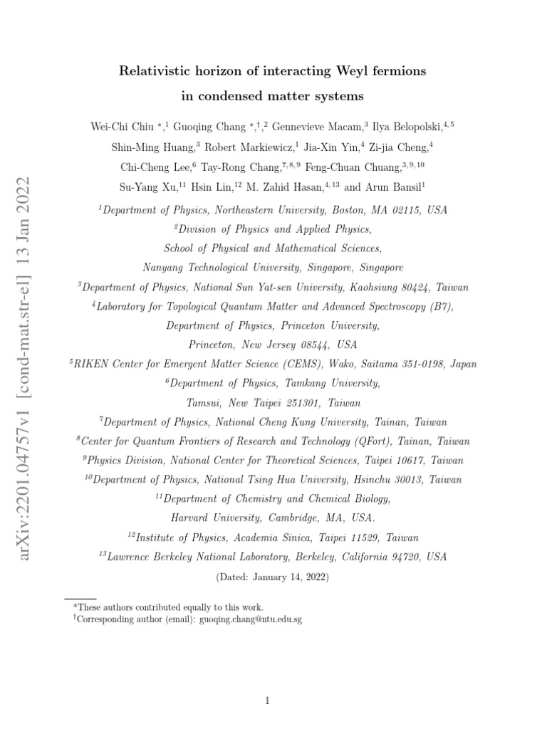 Relativistic Horizon of Interacting Weyl Fermions in Condensed Matter ...