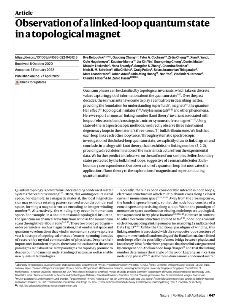 Observation of A Linked-Loop Quantum State in A Topological Magnet ...