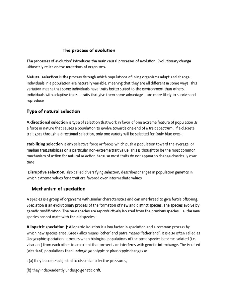 The Process of Evolution | PDF | Natural Selection | Biological Evolution