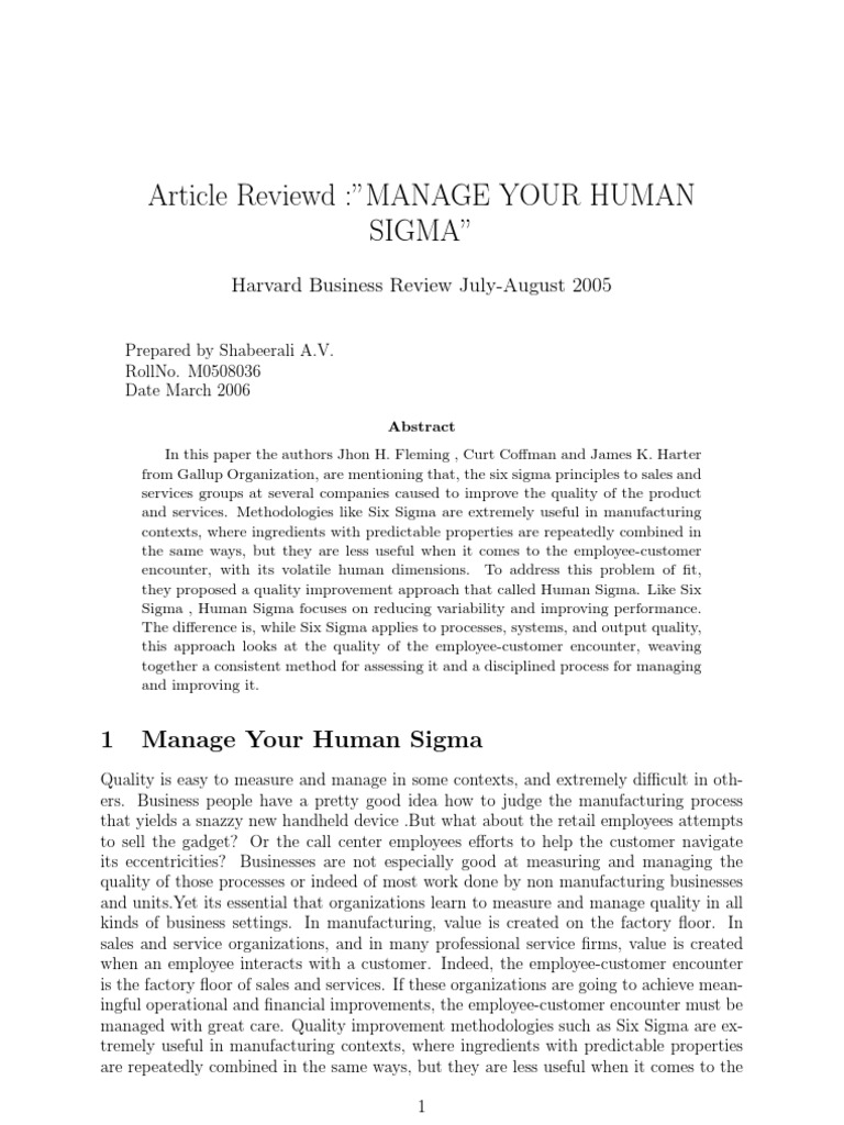 Human Sigma | PDF
