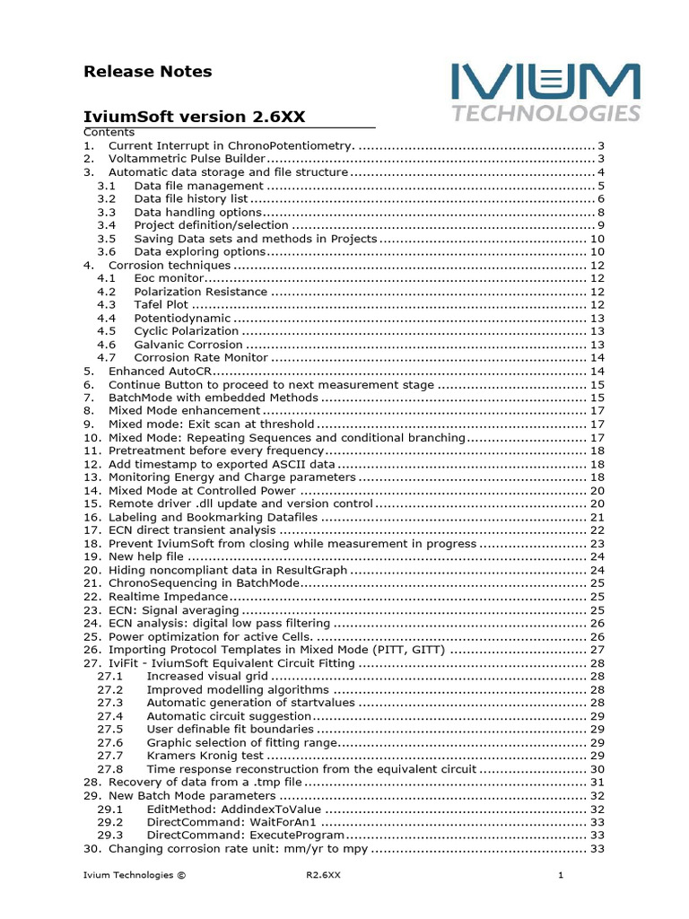 Release Notes IviumSoft | PDF | Computer File | Comma Separated Values