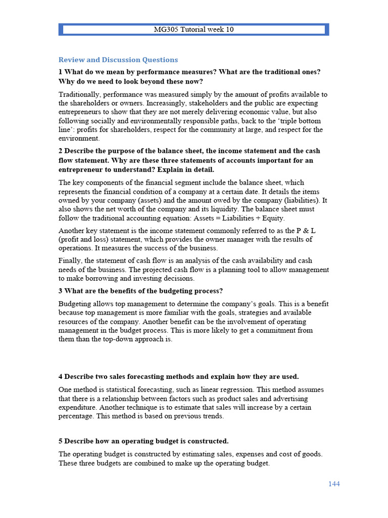 MG305 Tutorial - Week - 10 - Answers - U | PDF | Balance Sheet | Net Present Value