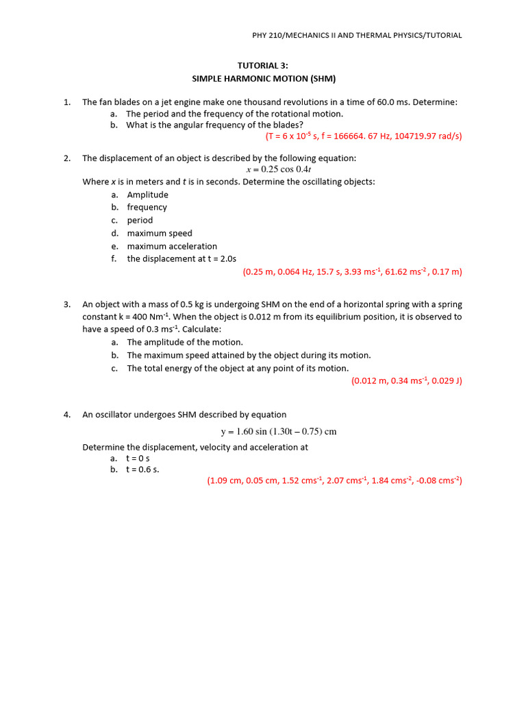 Phy210 Tutorial 3 | PDF