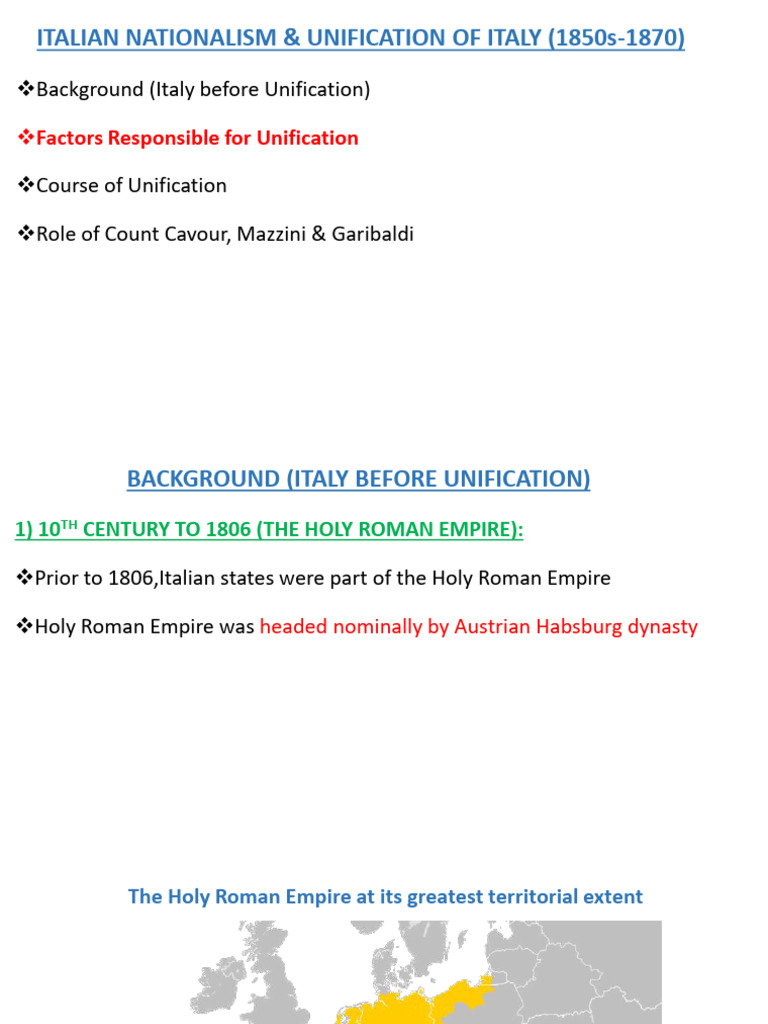 Italian Nationalism and Unification (1850-1870) | PDF | Italy | Europe