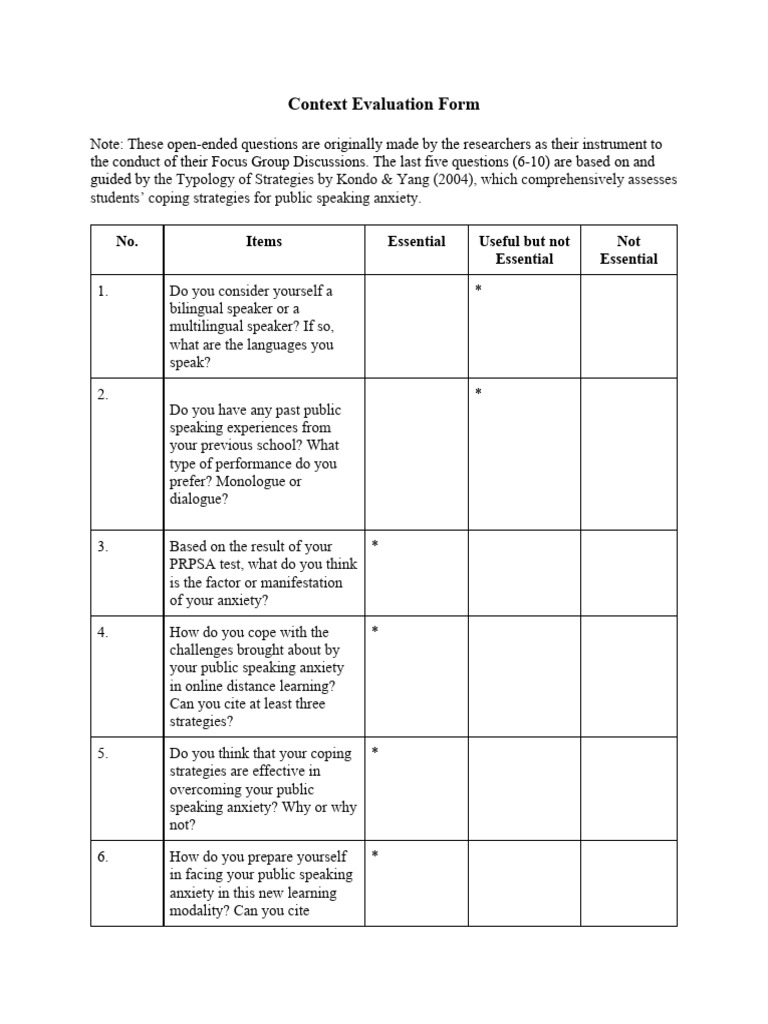 Context-Evaluation-Form | PDF | Anxiety | Multilingualism