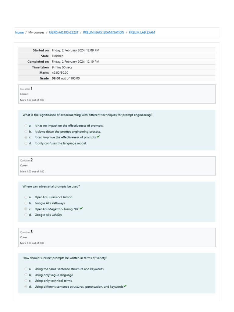 UGRD-AI6100 AI - PRELIM LAB EXAM - Attempt 2 | PDF | Cognition ... UGRD-AI6100 AI - PRELIM LAB EXAM - Attempt 2 | PDF | Cognition ...