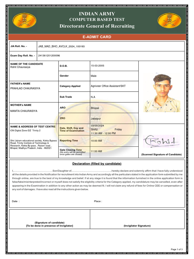 Clerk Typing Admit Card | PDF | Identity Document | Computing