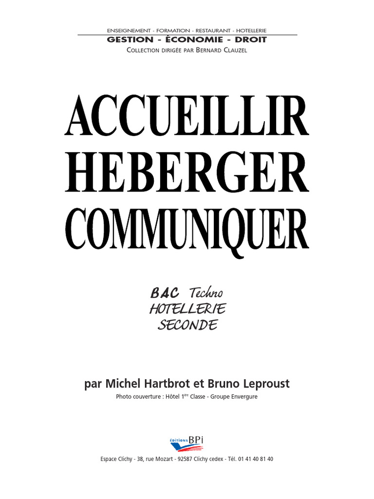 Accueillir Héberger Communiquer - Seconde - PROF - Editions BPI | PDF ...