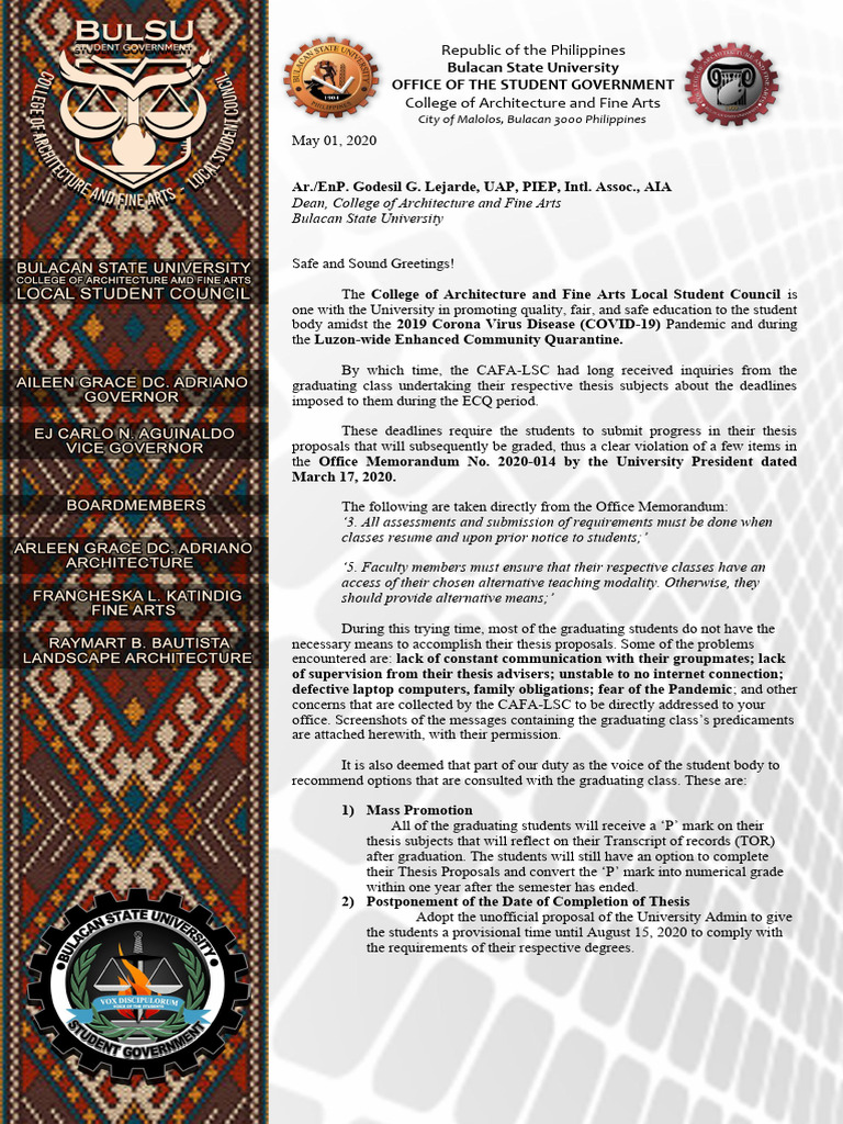 Letter Thesis Defense | PDF | Thesis