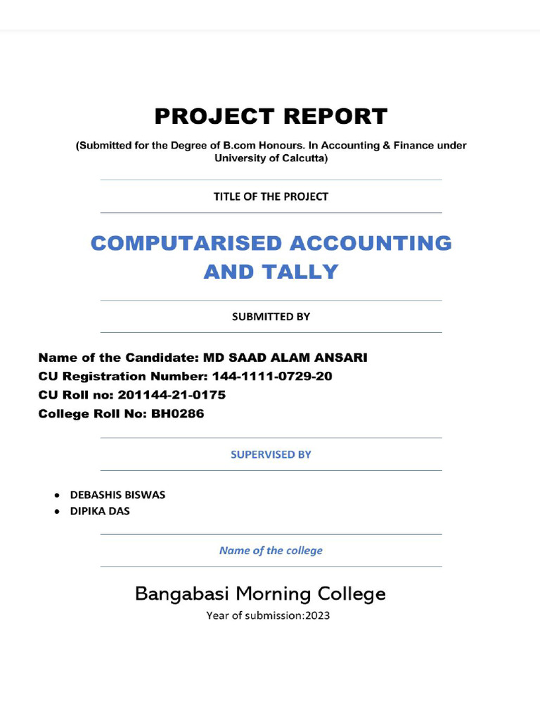 TALLY PROJECT - Sunil Sahu Accountant | PDF