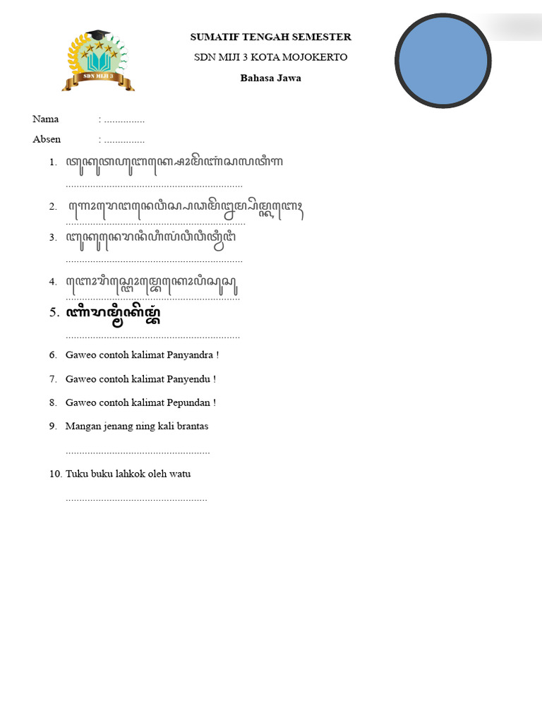 STS B. Jawa Genap 2024 | PDF