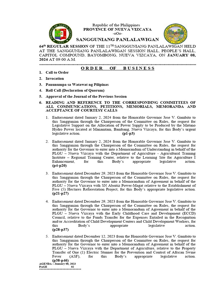 64th Regular Session January 08 2024 | PDF | Government