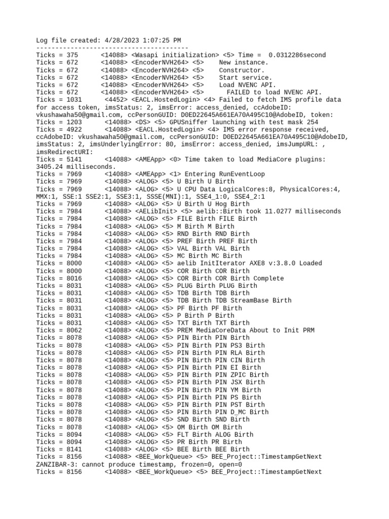 Adobe Media Encoder Log | PDF | Central Processing Unit | X86 Architecture