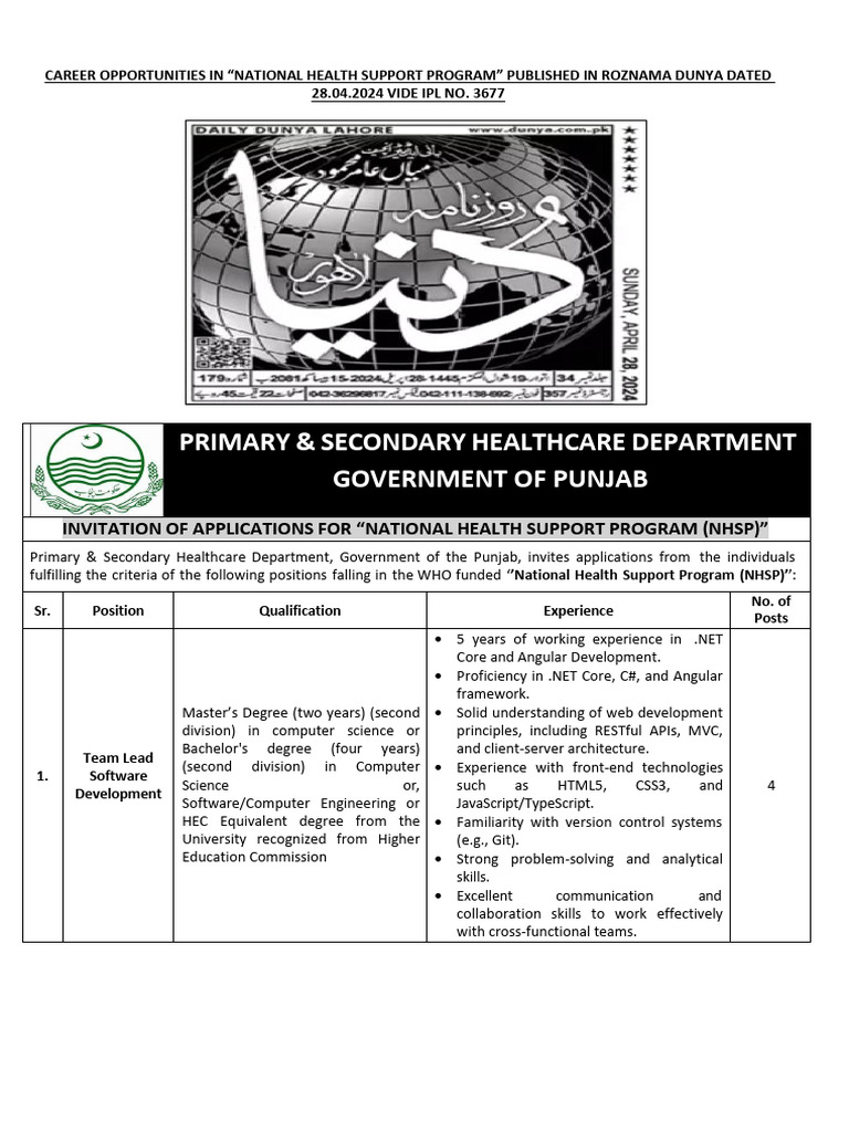 NHSP Ad April 2024 Clipping | Download Free PDF | Databases | Software Development Process