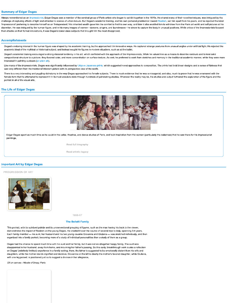 Edgar Degas Paintings, Bio, Ideas - TheArtStory | PDF