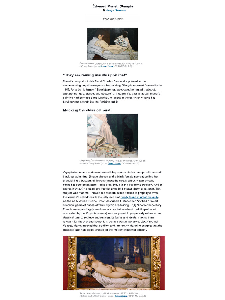 Édouard Manet, Olympia 1 | PDF