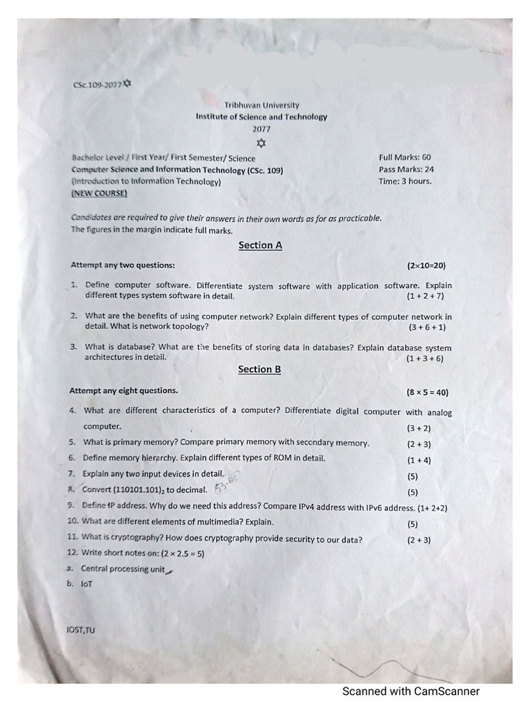 CSIT 2077 Question | PDF