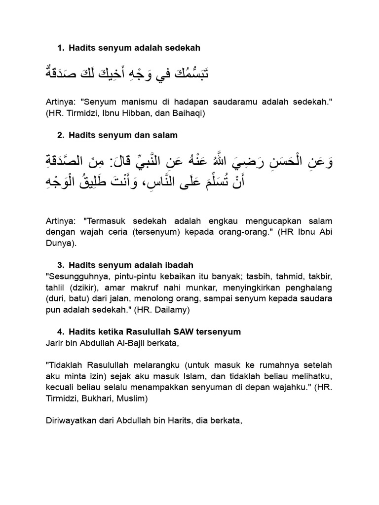 Hadits Senyum: Ibadah dan Sedekah | PDF