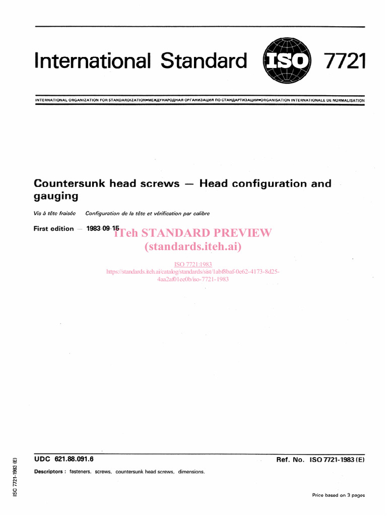 Iso 7721 1983 | PDF | Screw | Metalworking