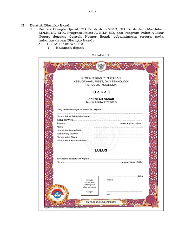 Blangko Ijazah 2023/2024 | PDF