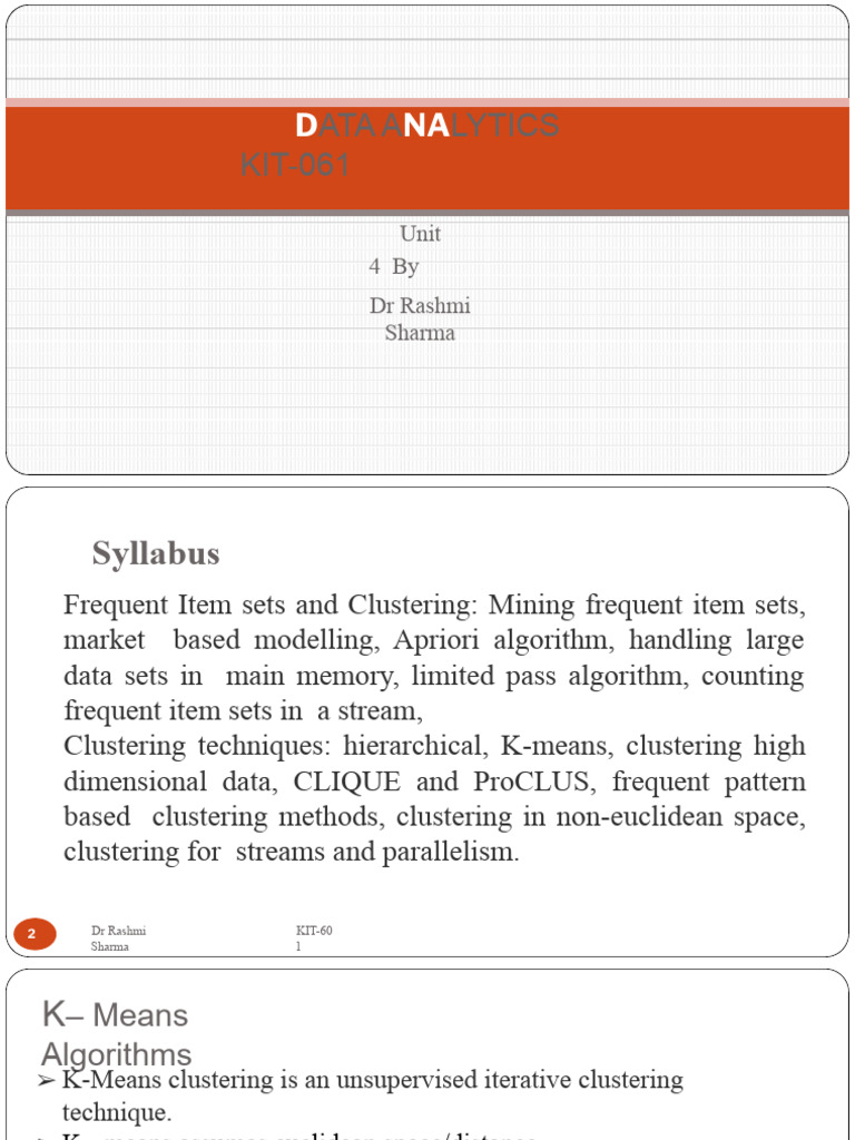 UNIT 4 Part 5 7 May | PDF | Cluster Analysis | Algorithms UNIT 4 Part 5 7 May | PDF | Cluster Analysis | Algorithms