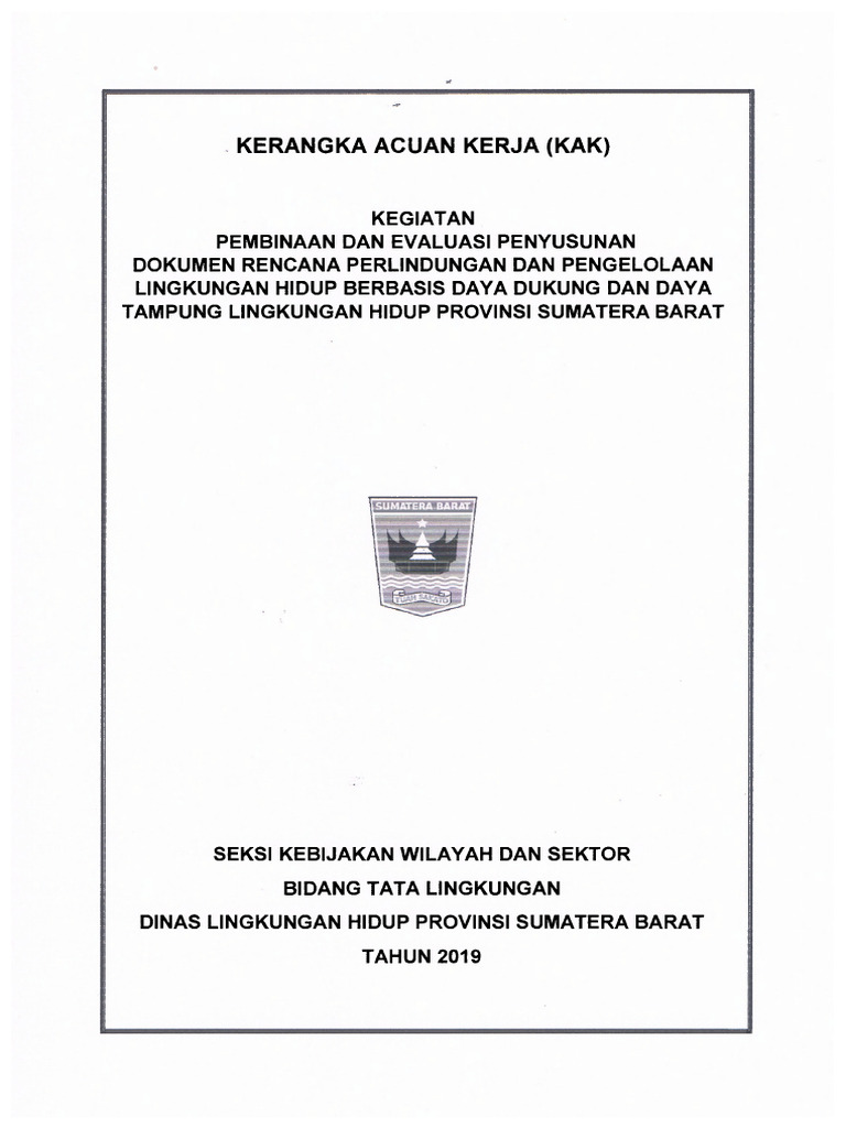 Pembinaan RPPLH Sumatera Barat 2019 | PDF | Bisnis | Sains & Matematika