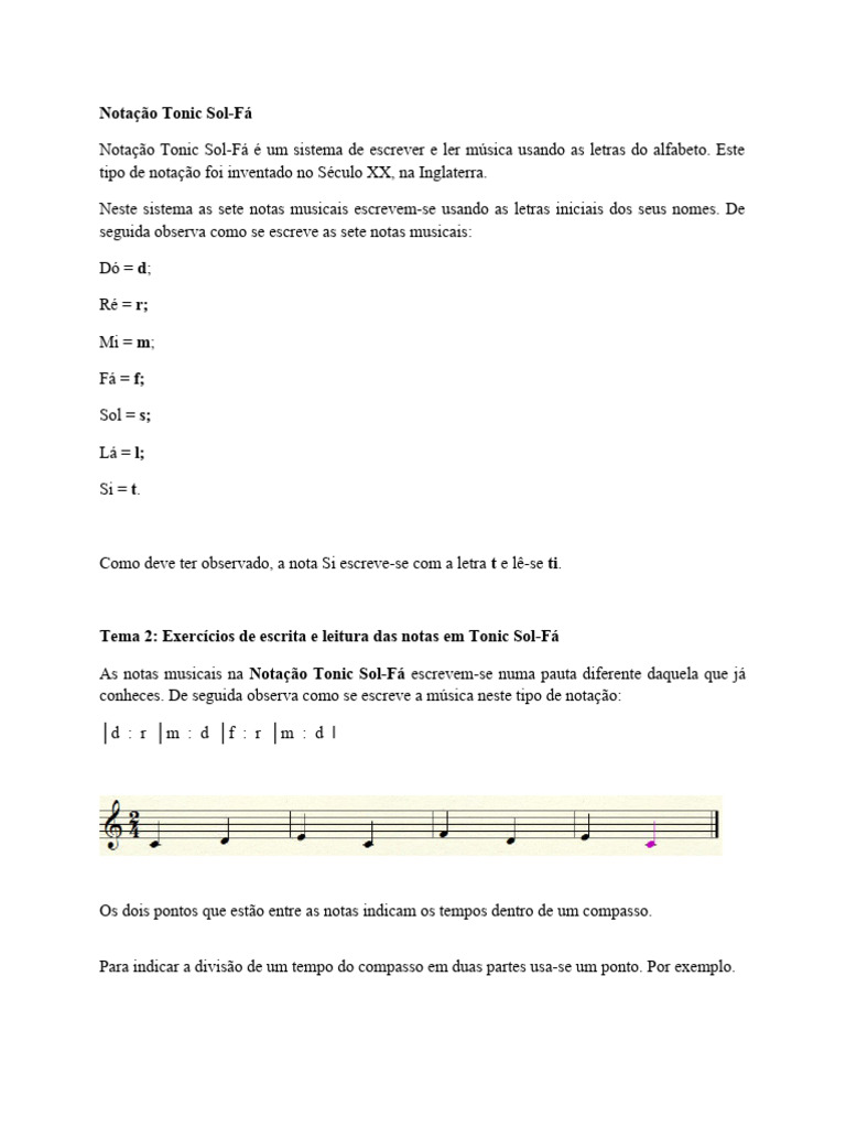 Compacto Sobre Nota o Tonic SolFa PDF Nota o Musical Pitch m sica 