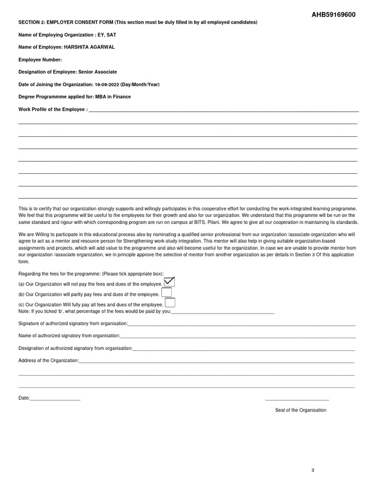 Employer Consent Form | PDF | Employment | Economies