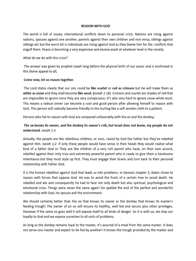Reason With God | PDF | God | Sin