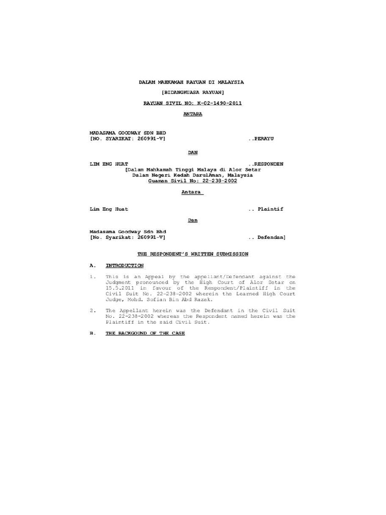 Sample of Respondent's Written Submissions 2 | PDF