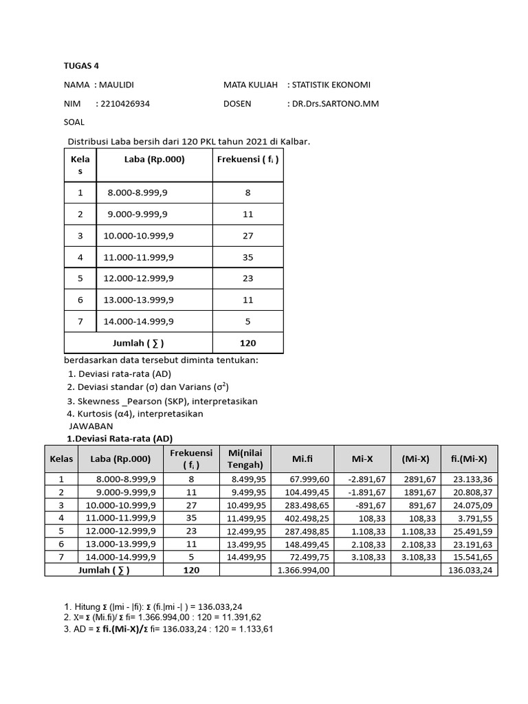 TUGAS.4 Baru STATISTIK EKONOMI MAULIDI NIM.2210426934 | PDF
