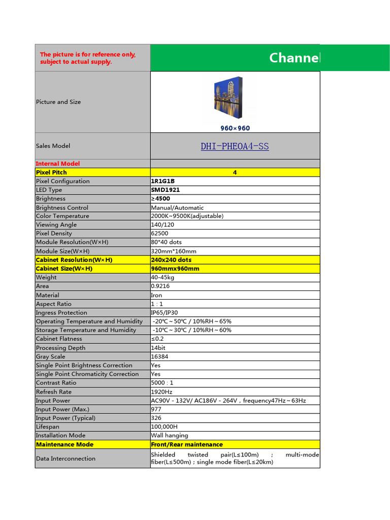 DH-LED Door Head Screen Solution Quotation-V1.0 | PDF | Display Resolution | Pixel