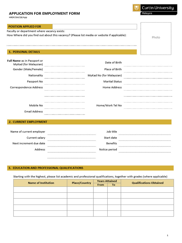 Employment Application Form | PDF | Employment
