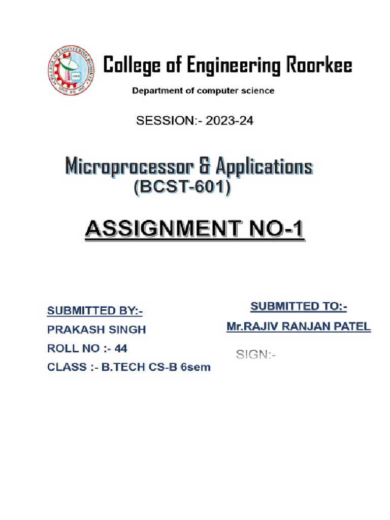 Assignment 1 Microprocessor Pdf