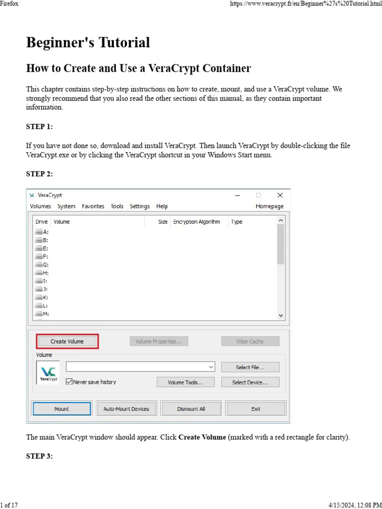 Creating a VeraCrypt Container Guide | PDF | Computer File | Cryptography