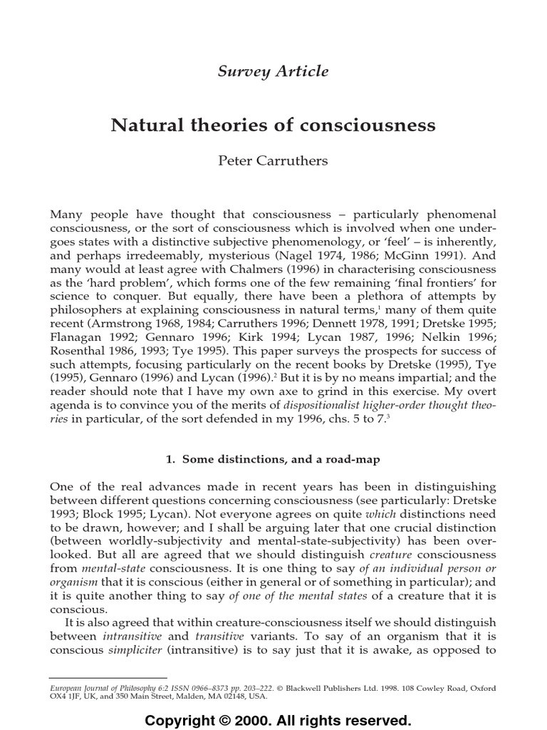 Natural theories of consciousness | PDF | Experience | Consciousness