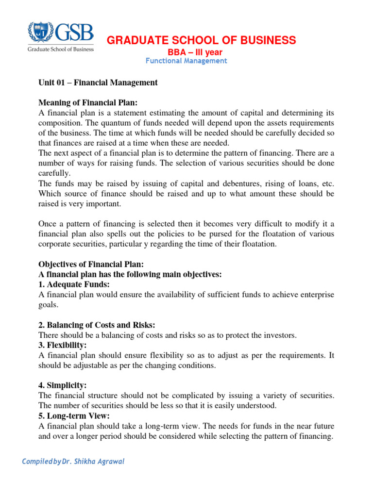 Financial Management Overview for BBA III | PDF | Dividend | Capital ...