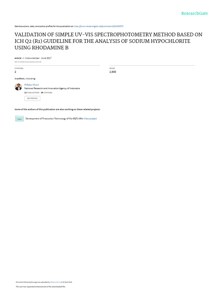 Validation Of Simple Uv Vis Spectrophotometry Meth Pdf Detection Limit Spectrophotometry