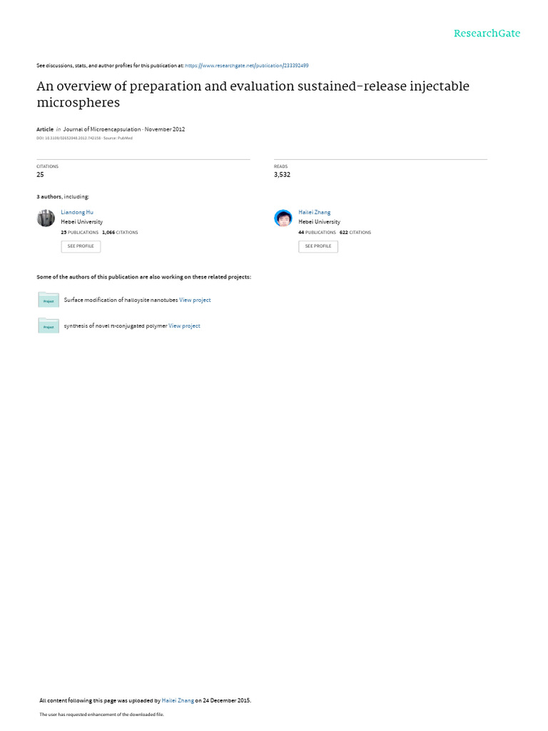 An Overview of Preparation and Evaluation Sustained-Release Injectable ...